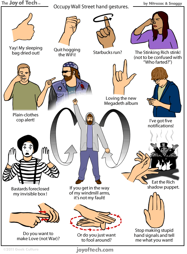 Occupy Wall Street Hand Signals Comic Nitrozac And Snaggy Voices